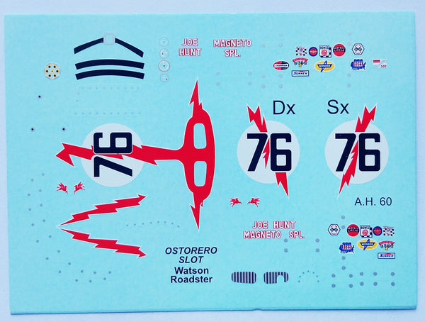 Decal Watson Roadster Al Herman # 76 - 1960 – Ostorero Slot Models
